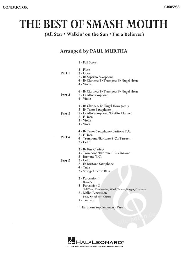 The Best of Smash Mouth » Concert Band Sheet Music