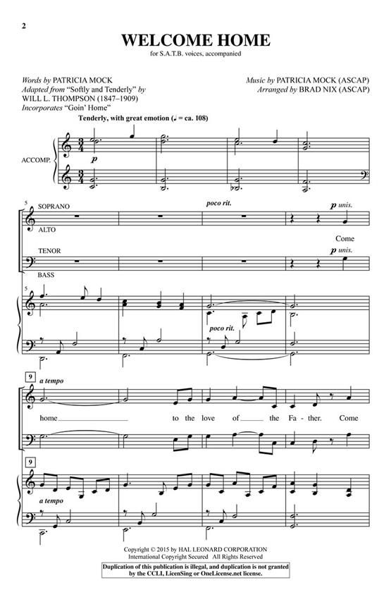 Welcome Home by Patricia Mock » Mixed Choir Sheet Music