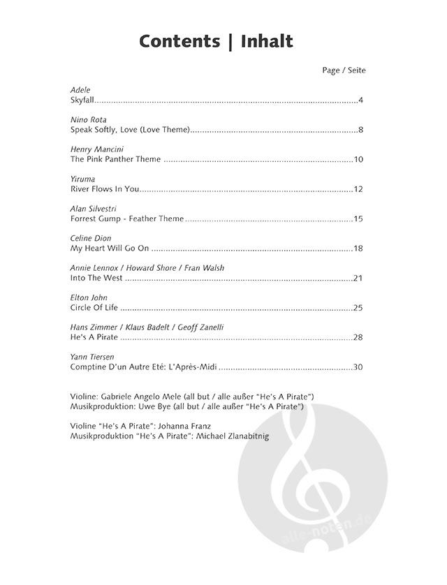 Pop for Violin Movie Special » all-sheetmusic.com