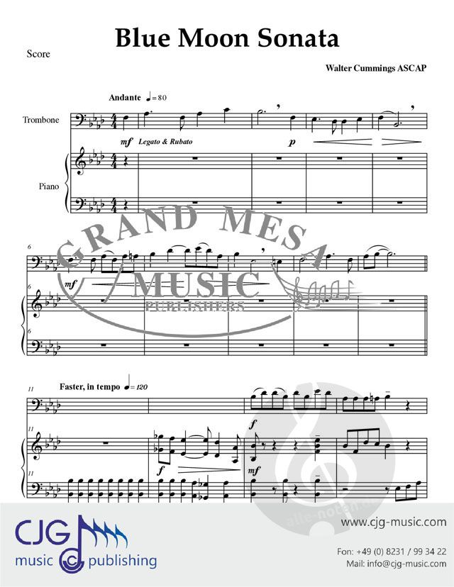 Blue Moon Sonata by Walter Cummings » Trombone Sheet Music