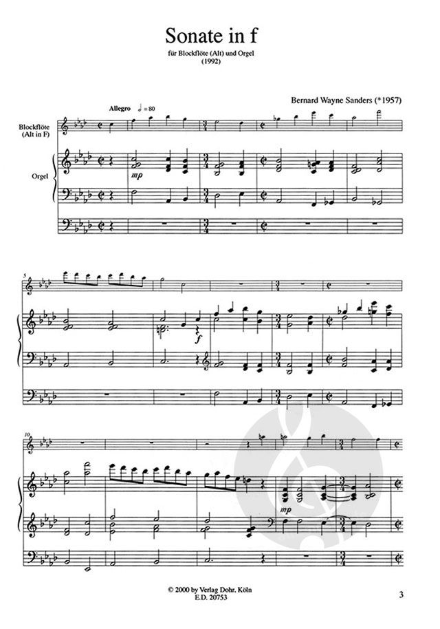Bernard Wayne Sanders Sheet Music for Recorder