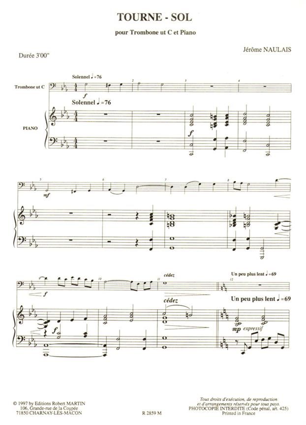 Tourne sol by Jérôme Naulais » Sheet Music for Trombone
