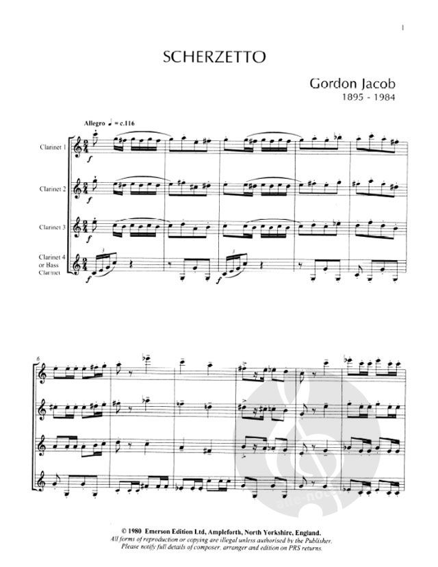 Gordon Jacob Sheet Music for Clarinet » Buy Online