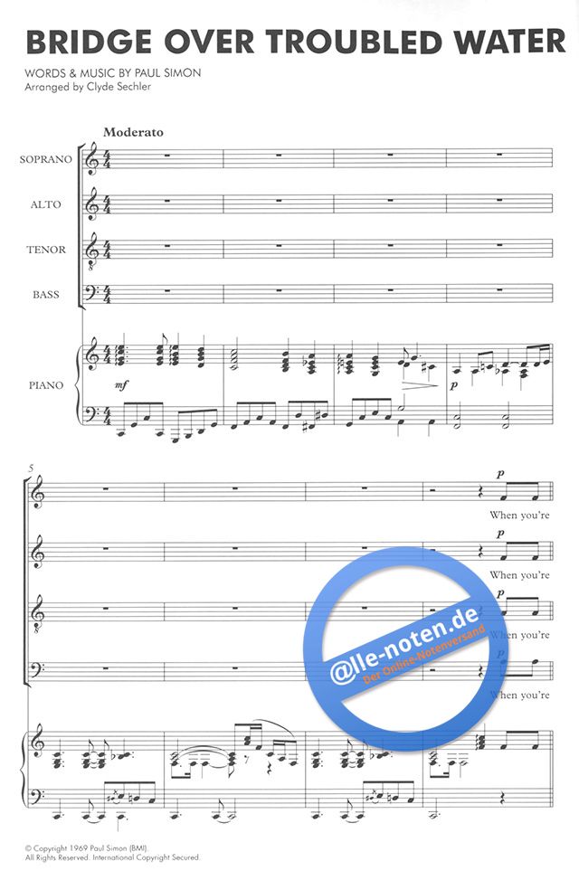 Bridge Over Troubled Water (Simon & Garfunkel) » Sheet Music for Mixed ...