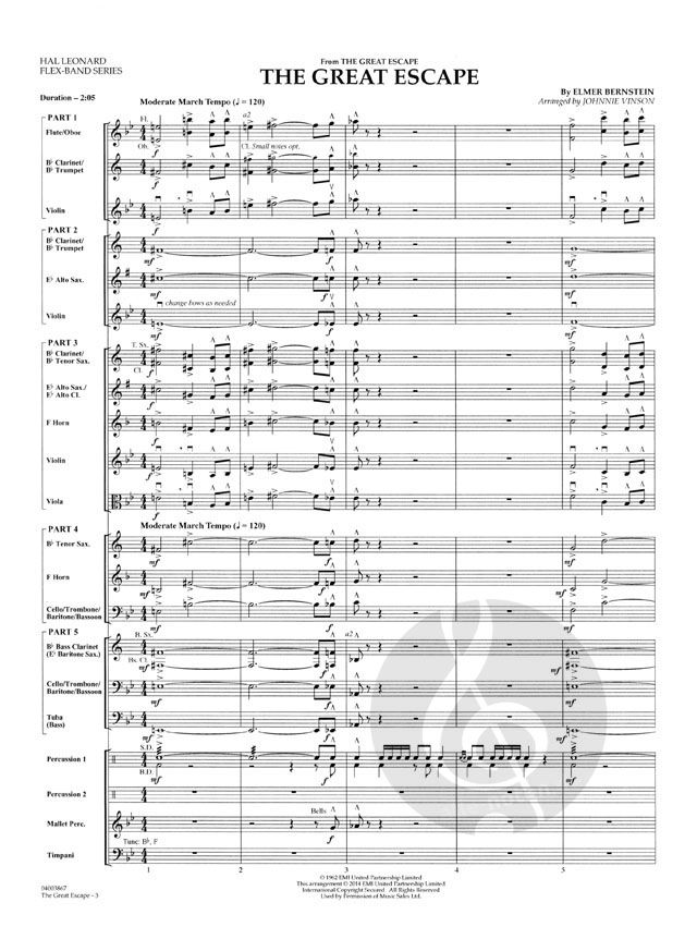 The Great Escape (Elmer Bernstein) » Sheet Music for Concert Band