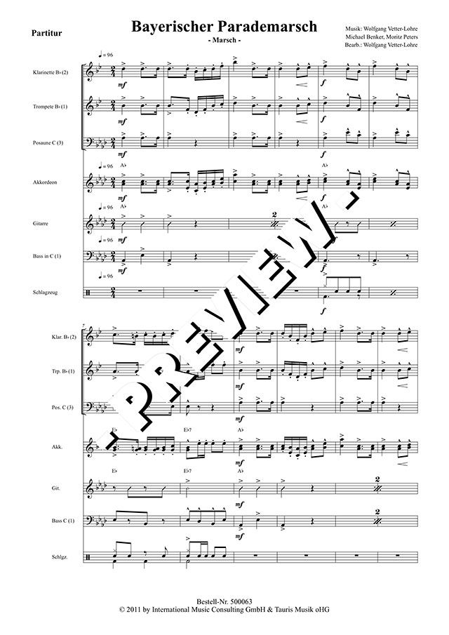 Bayerischer Parademarsch (Wolfgang Vetter-Lohre) » Sheet Music for ...