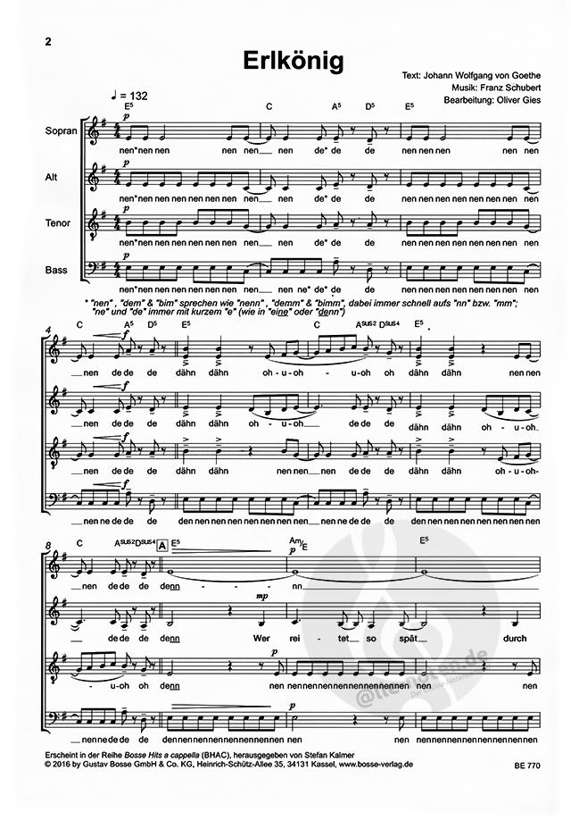 Der Erlkönig (Franz Schubert) » Sheet Music for Mixed Choir