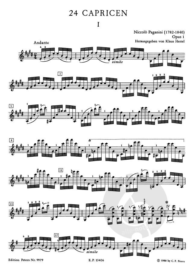Niccolò Paganini Sheet Music for Violin » Buy Online