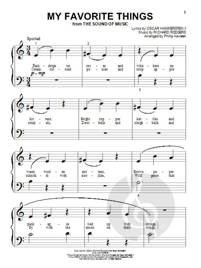 My Favorite Things by Rodgers & Hammerstein » Piano Sheet Music ...